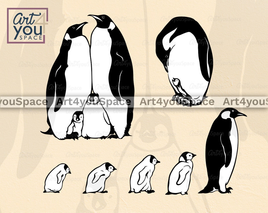 Penguin Svg Files for Cricut, Penguins Family Mom Baby Clipart, Arctic ...