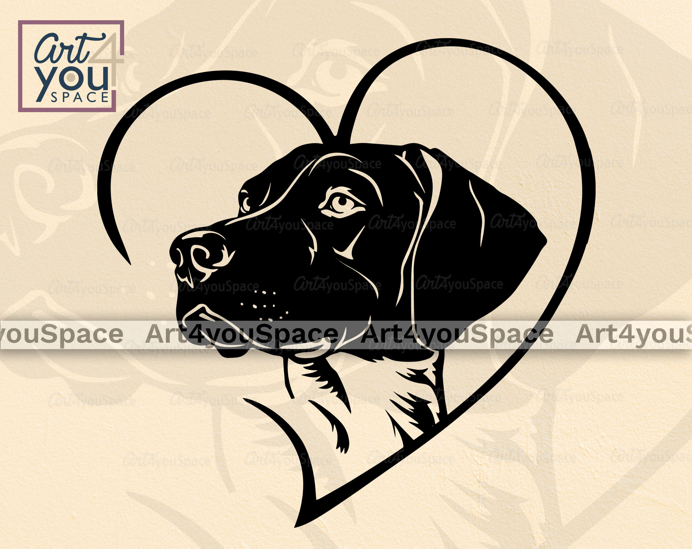 German Shorthaired Pointer Art, GSP Svg, Cricut Project, Dog Face ...