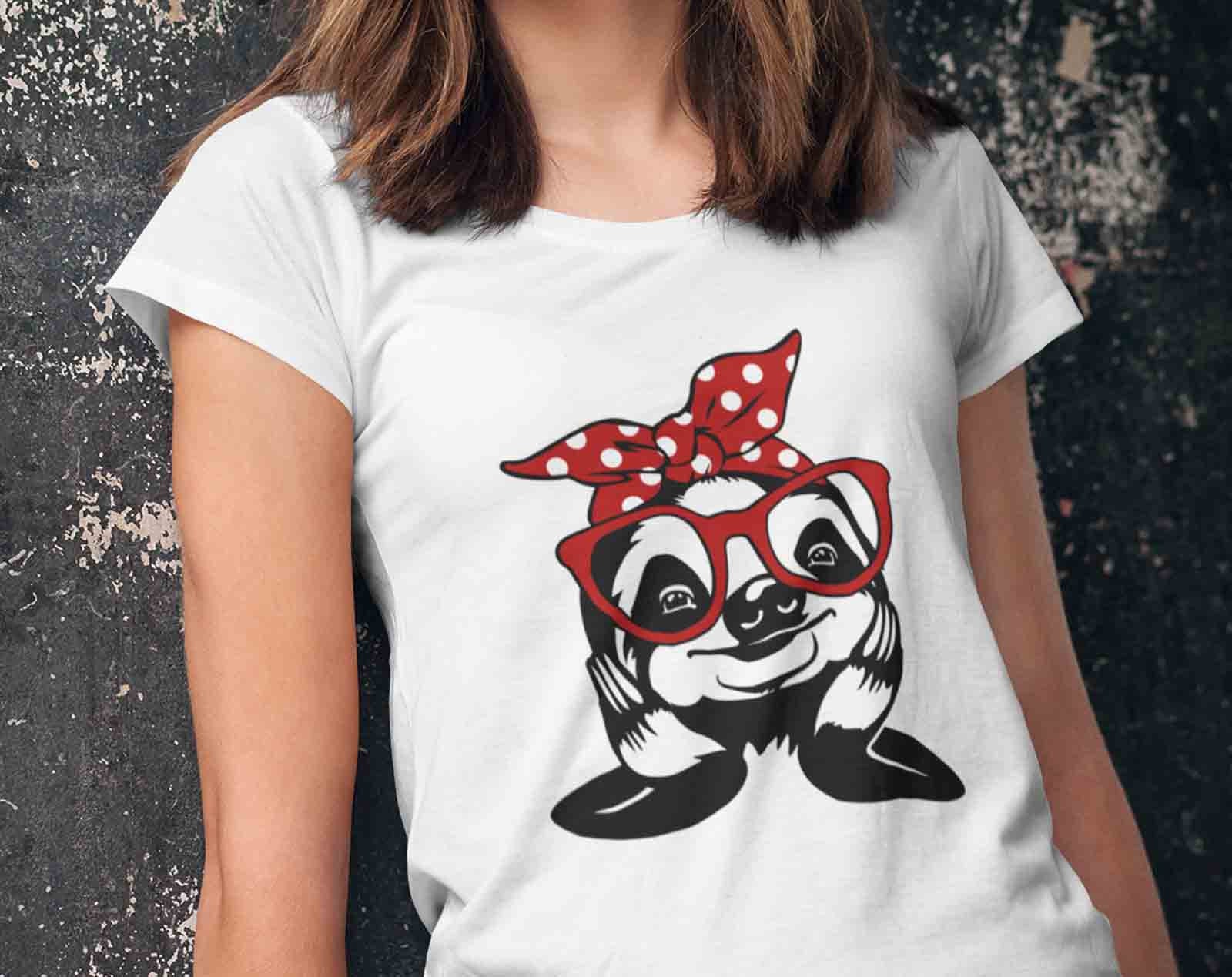 Cute Sloth SVG Files for Cricut, Animal Head Bandana Glasses Clipart ...
