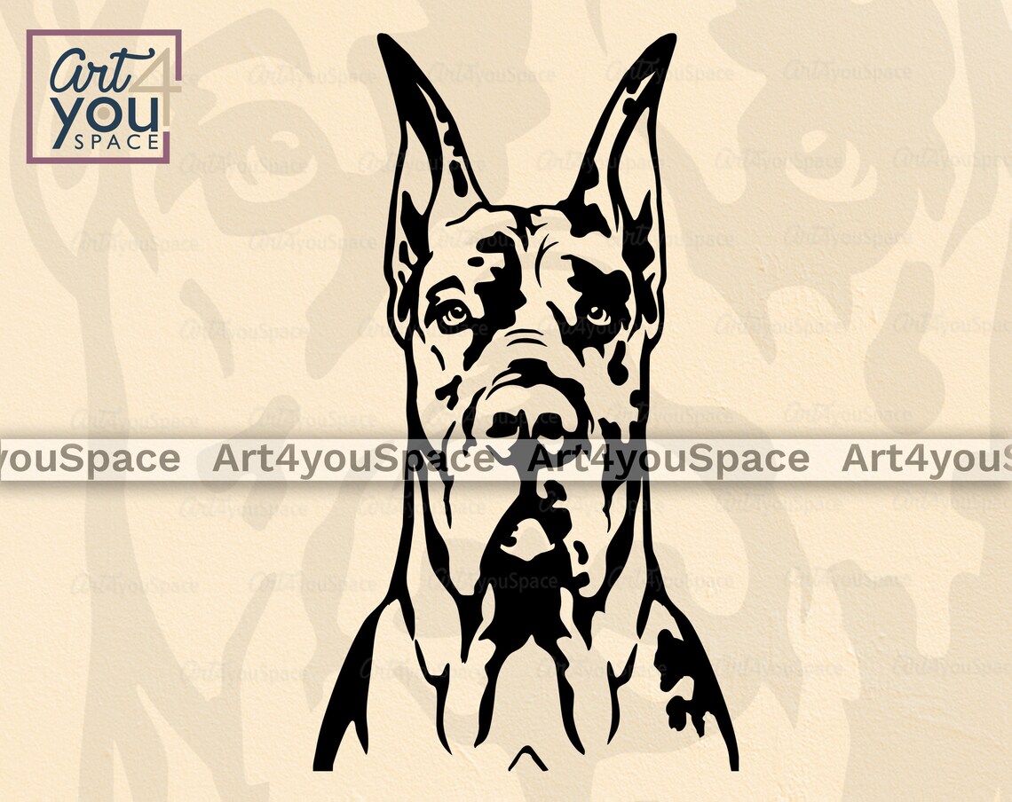 Spotted Great Dane Dog Svg Files for Cricut Animal Clipart - Etsy