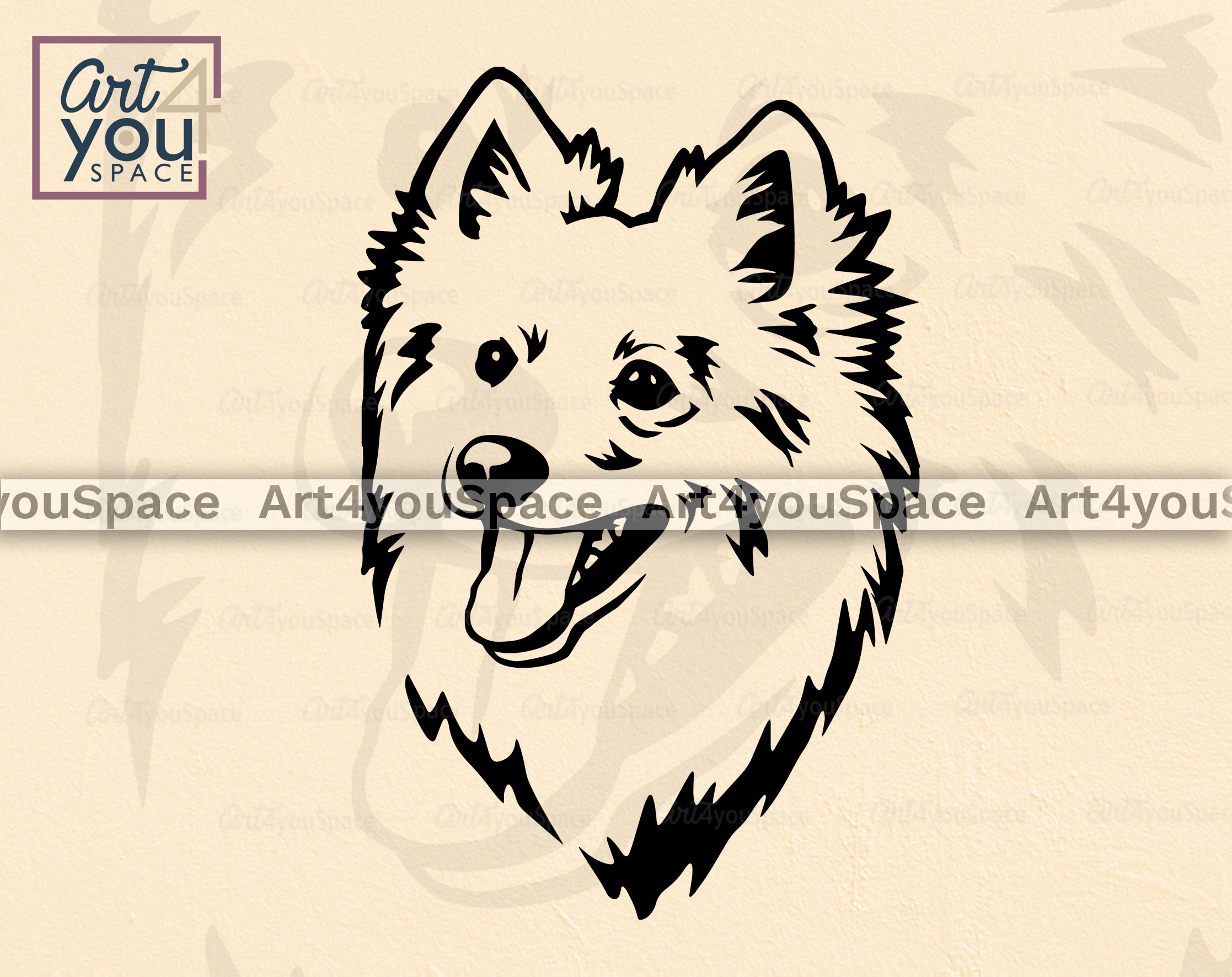 American Eskimo svg dog face vector Cricut project | Etsy