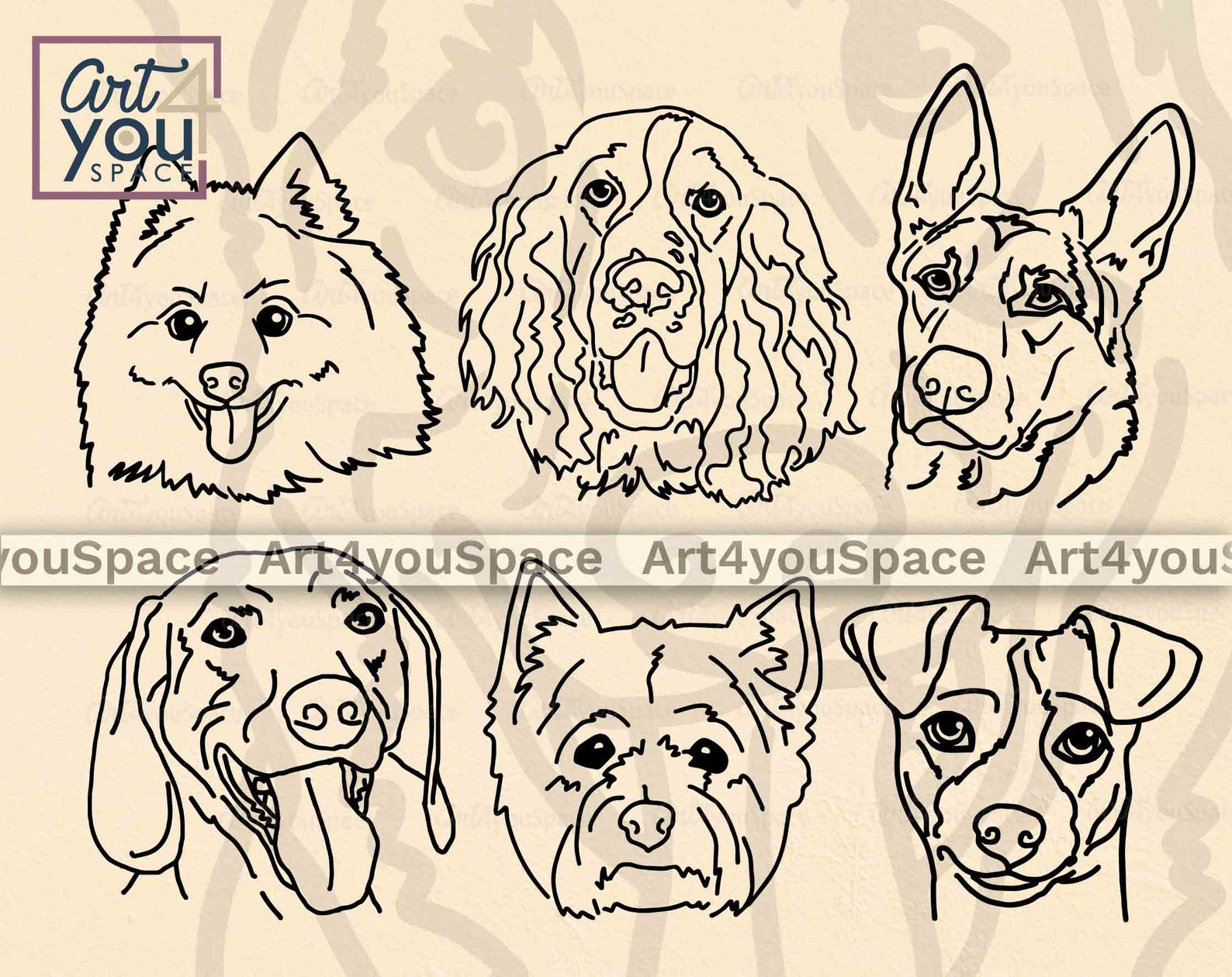 Dog Outline SVG Bundle Cricut Breed Clipart Png Face Sketch - Etsy