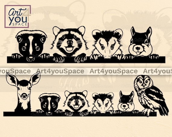 Woodland Animals SVG Cricut Peeking Face Clipart Vector - Etsy