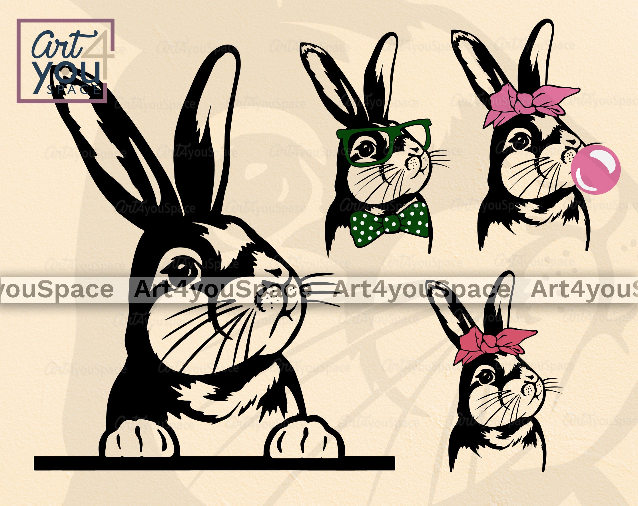 Materials Rabbit with bandana svg Cute Printable Easter Bunny svg ...