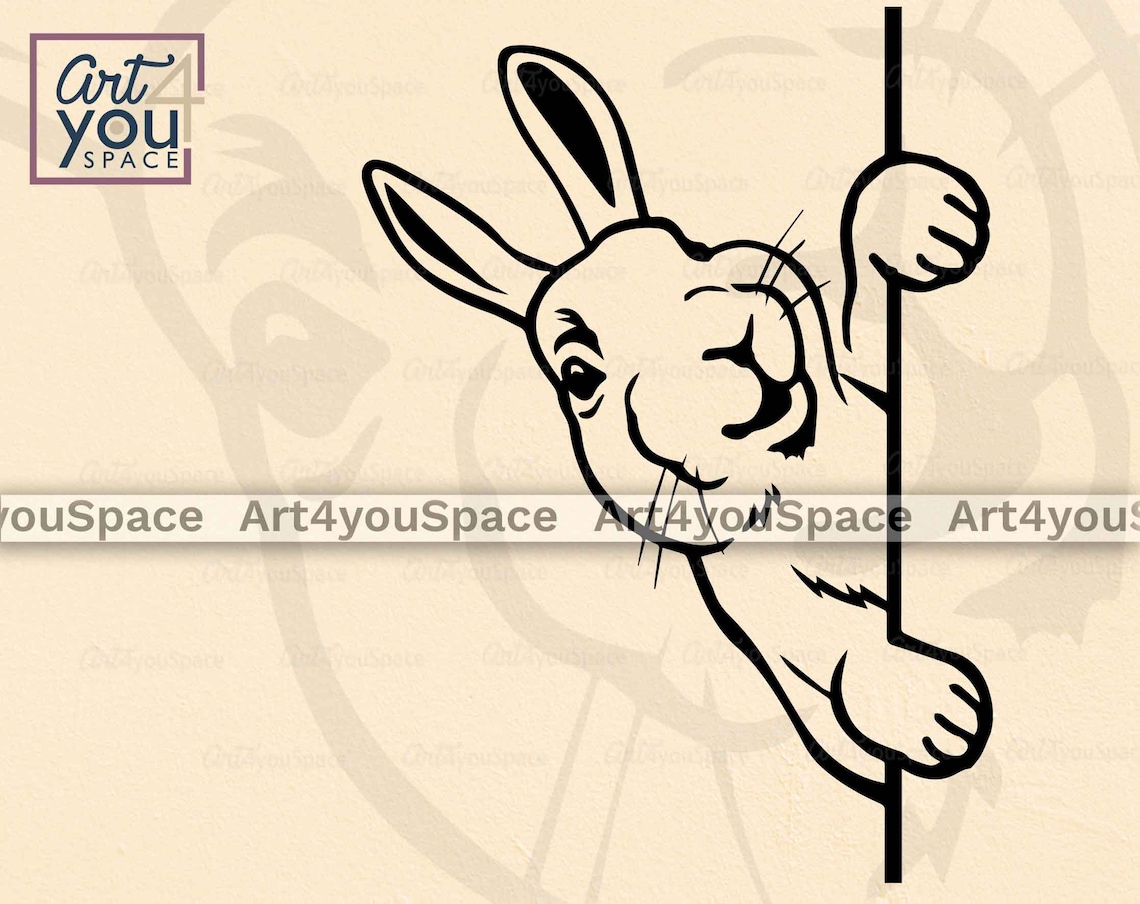 Funny Bunny Svg Rabbit Vector Peeking Animal Clipart - Etsy