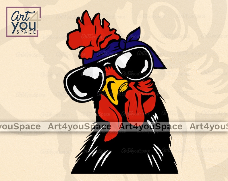 Rooster With Bandana Svg Files for Cricut, Clipart Farm Animal, Chiken ...