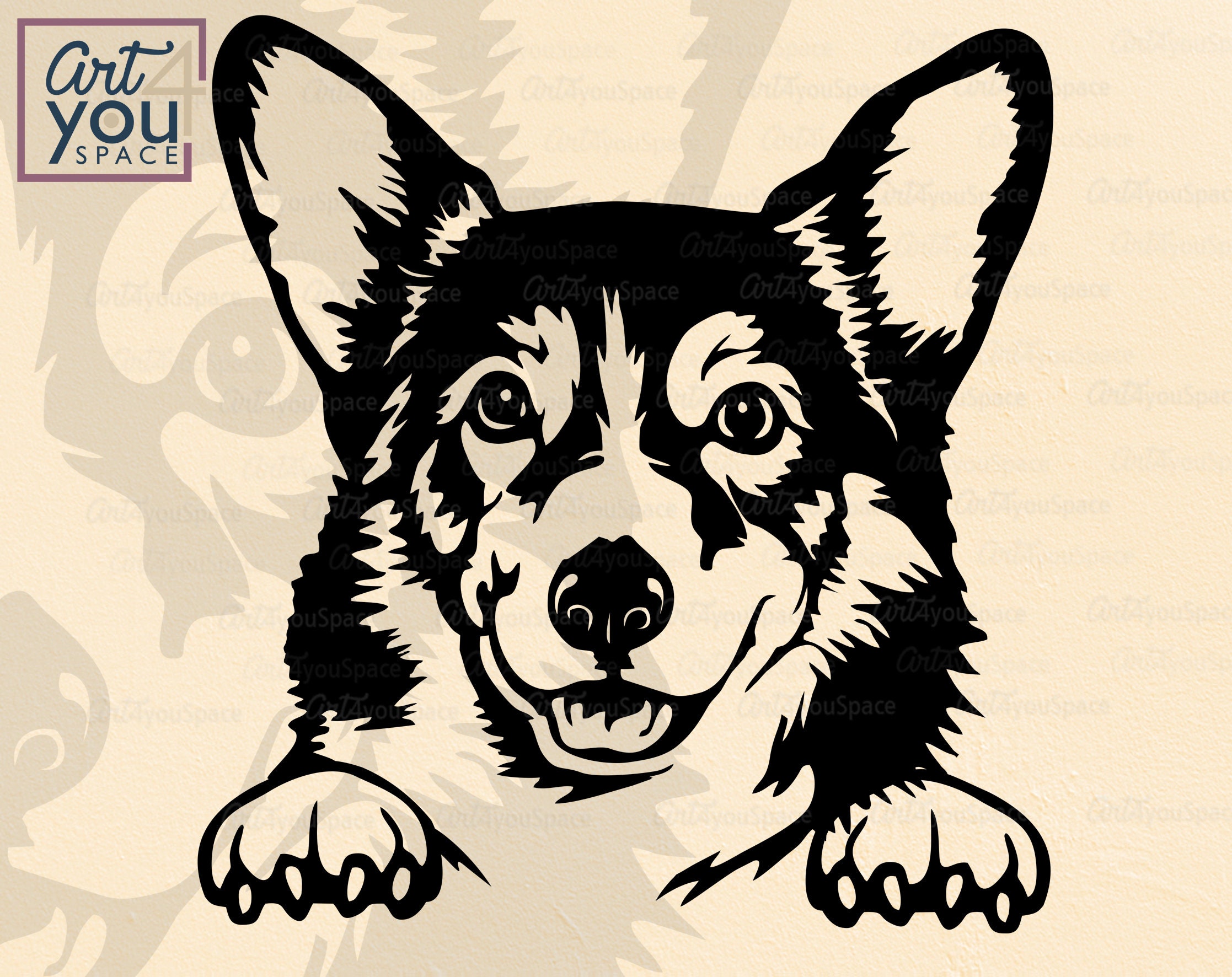 Corgi Svg Dog Svg Cute Corgi Dxf Face Head Body Peeking - Etsy