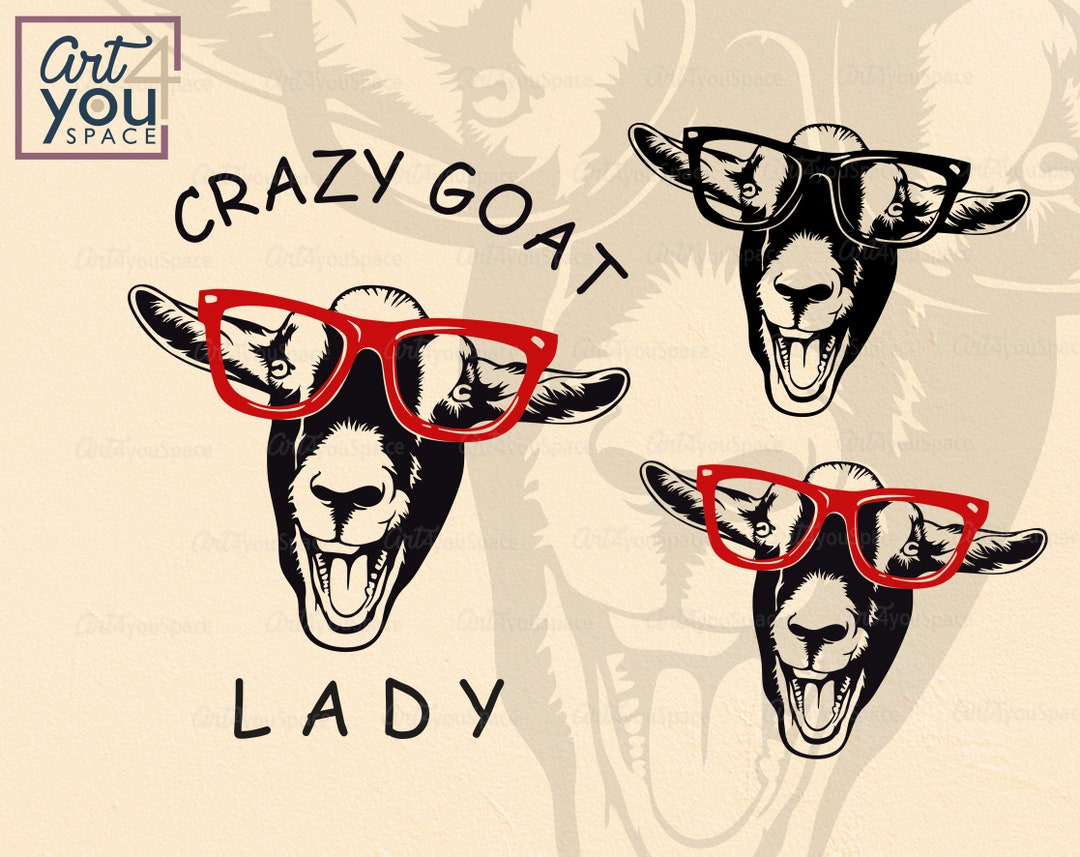 Crazy Goat Lady Svg, Goat Glasses Svg Cricut, Funny Farm Animal, Head ...
