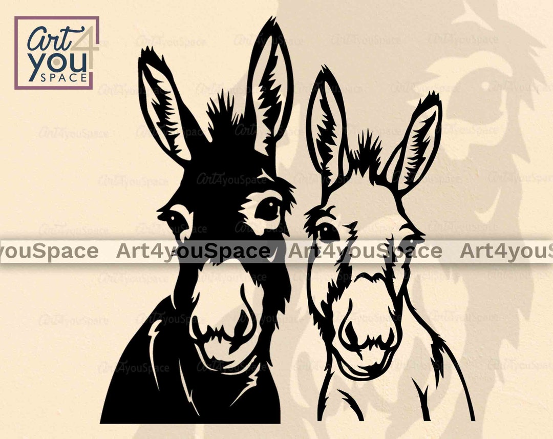 Donkey Svg File for Cricut, Cute Farm Animal Vector, Plasma Cutting Dxf ...