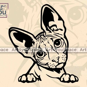 Sphynx Cat SVG Files for Cricut, Peeking Pet Dxf, T-shirt Design ...