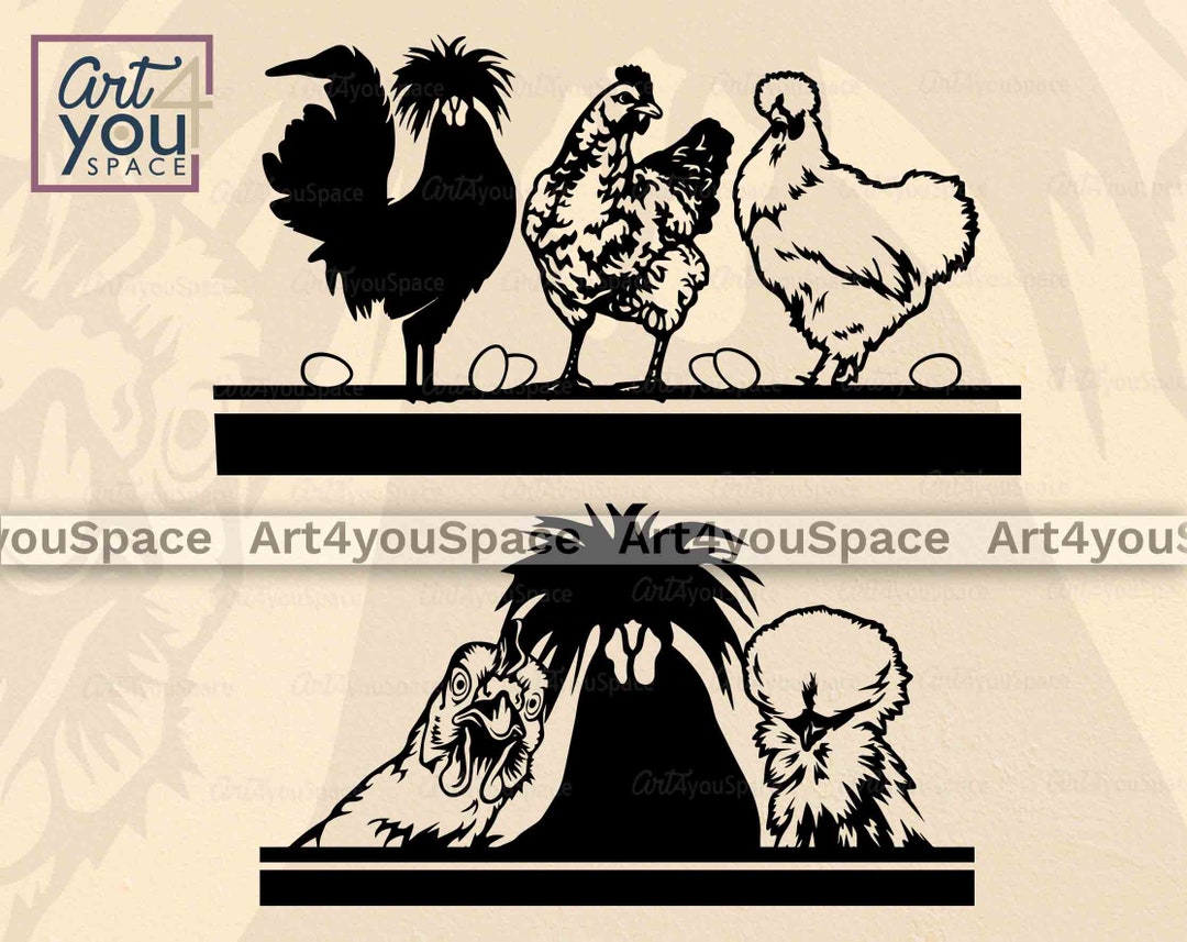 Chickens Svg Fayoumi, Silkie and Polish Chicken, Farm Logo Vector ...