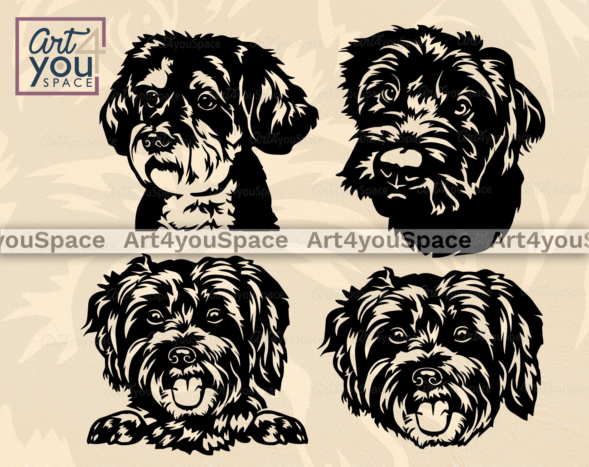 Schnoodle Dog Svg Files for Cricut Project, Vector Image, Peeking Pet ...