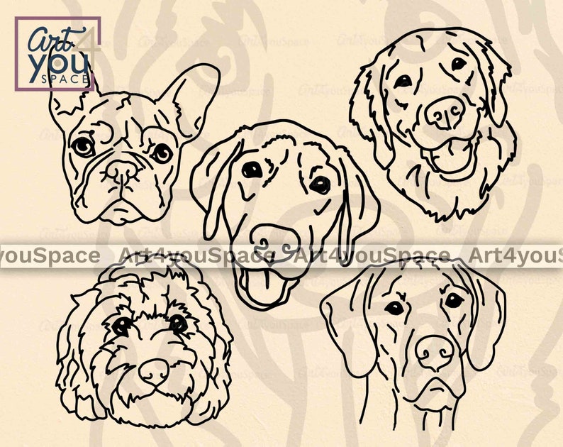 Dog Outline SVG Bundle Cricut Breed Clipart Png Face Sketch - Etsy