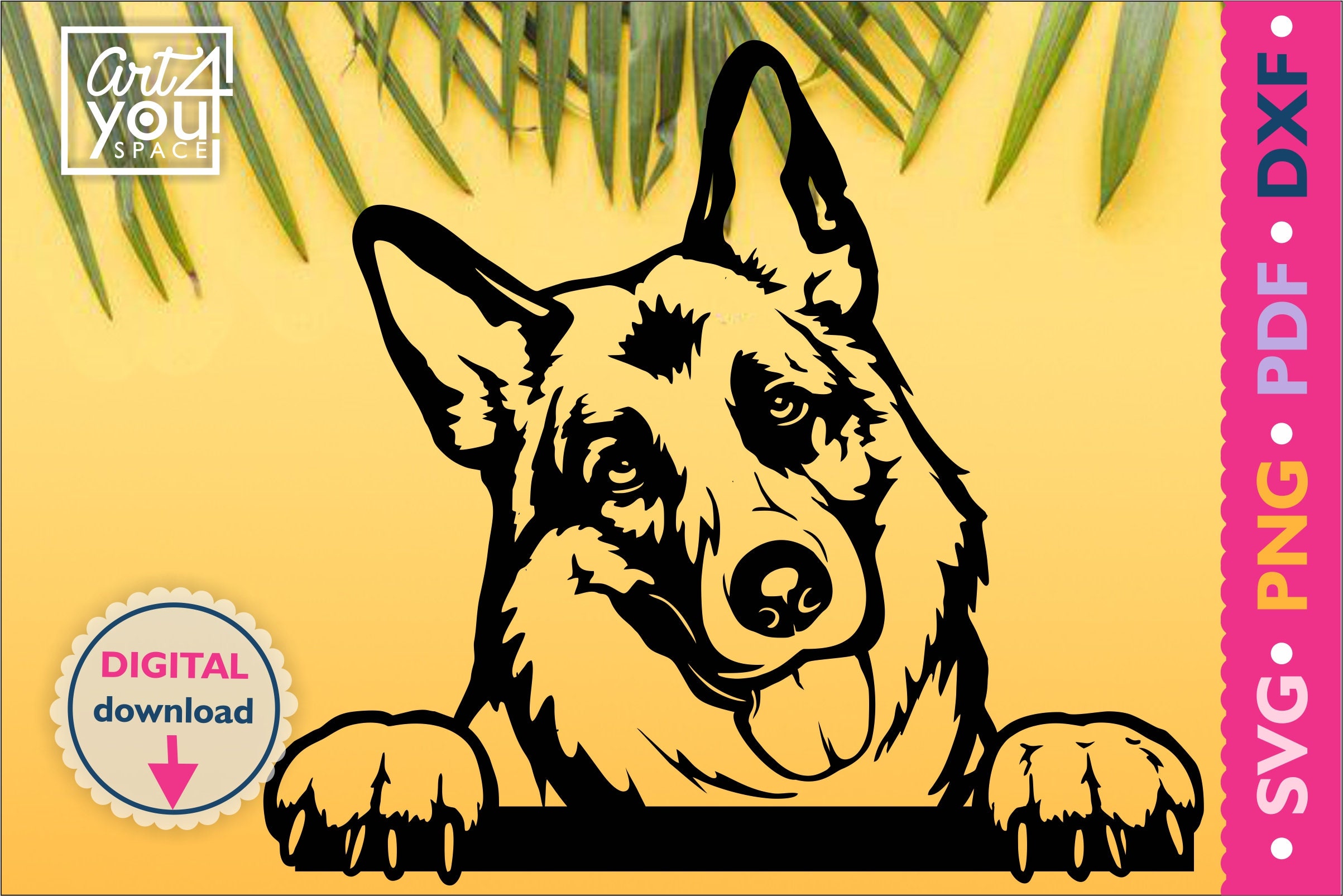 German Shepherd Svg Dog Svg GSD Dog Face Head Smiling - Etsy