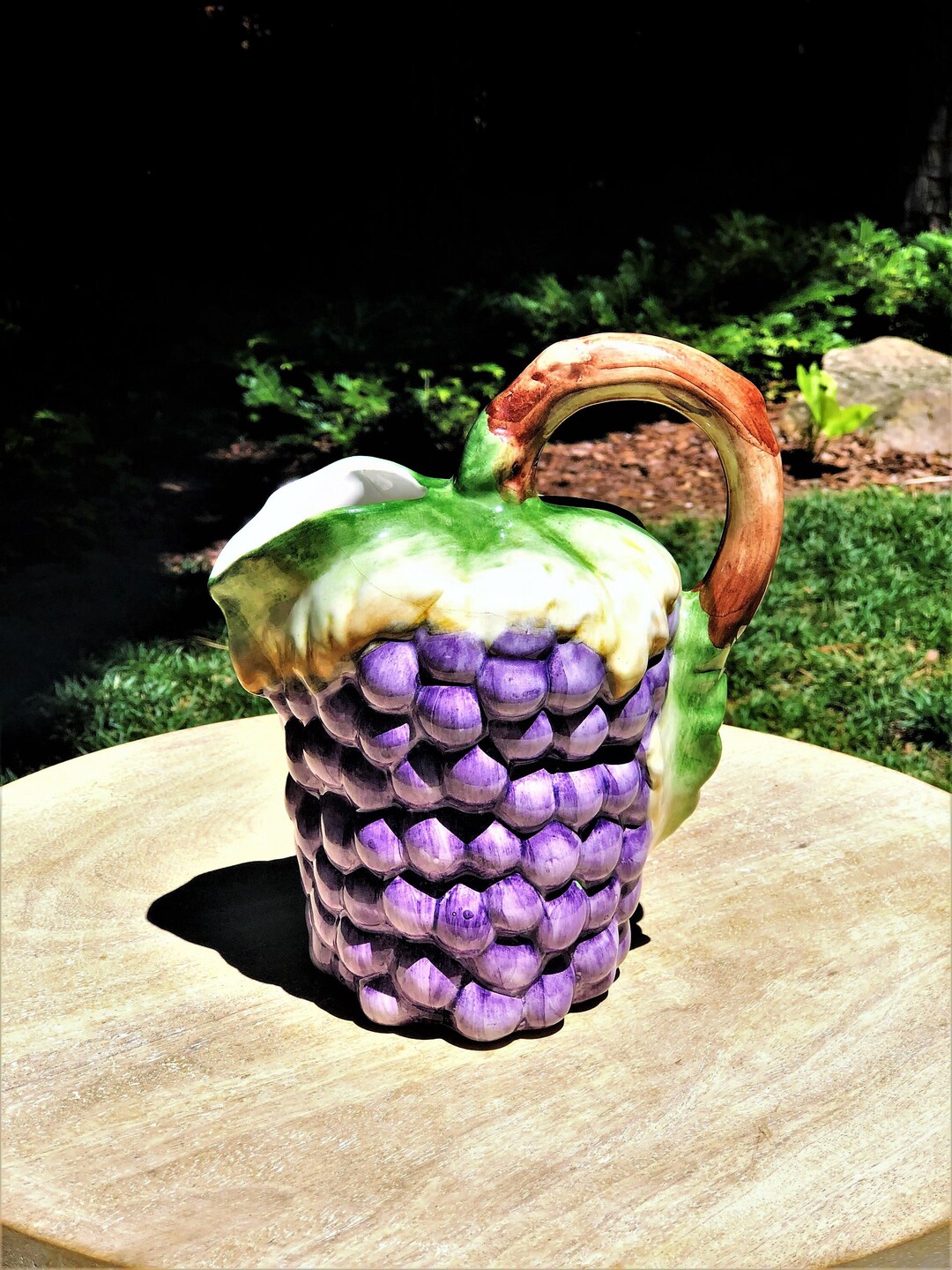 Figural Grape Cluster Majolica Portuguese Pitcher Andrea by - Etsy