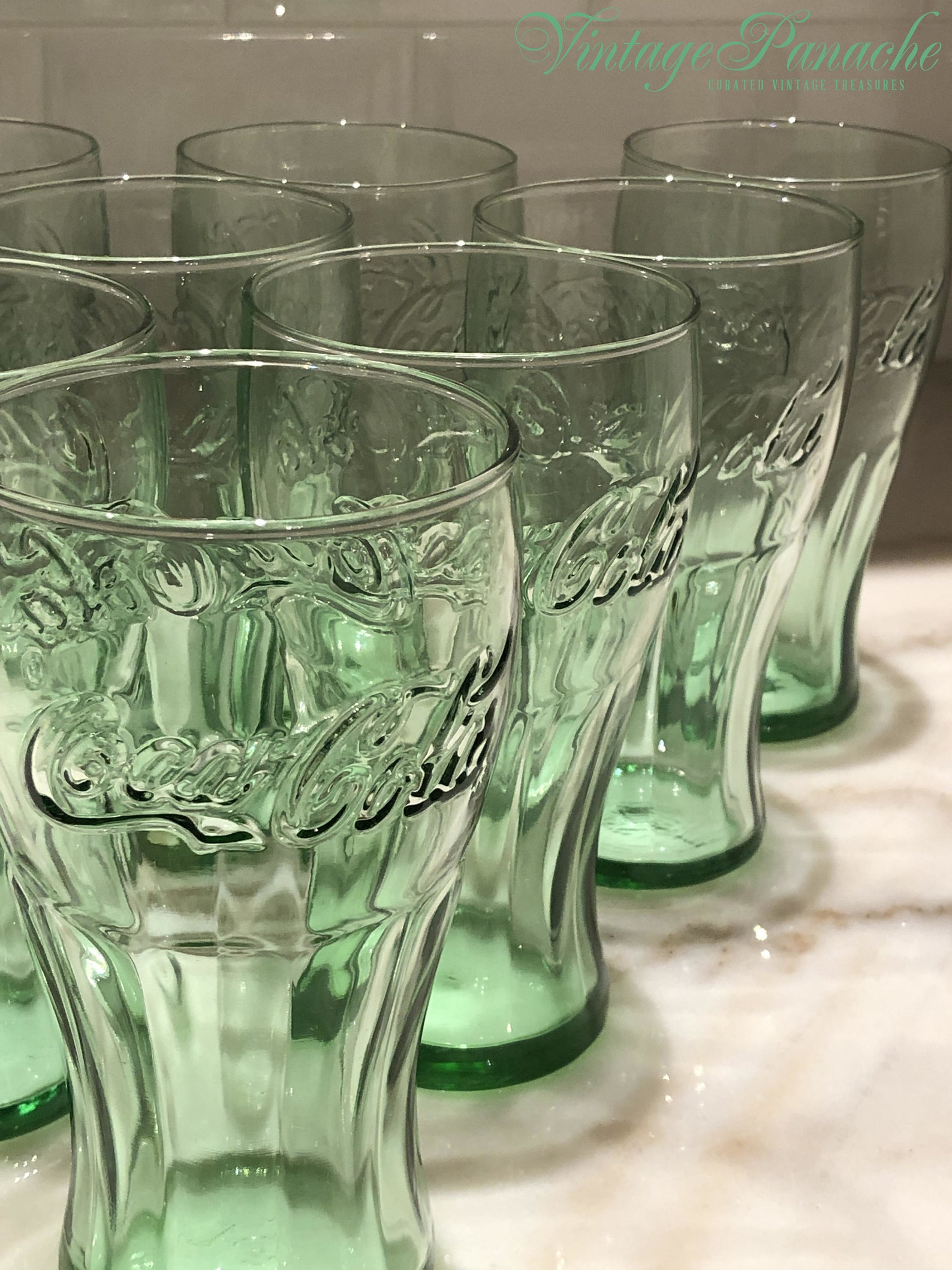 TWO Large Bottle Green Coca Cola Glasses by Libbey Glass | Etsy