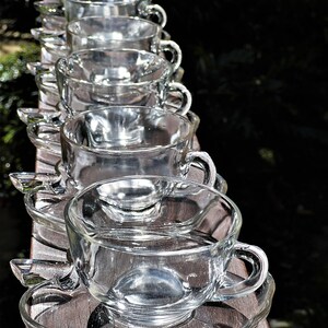 SIX Hazel Atlas Orchard Clear Glass Teacup & Saucer Sets, Apple Shaped ...