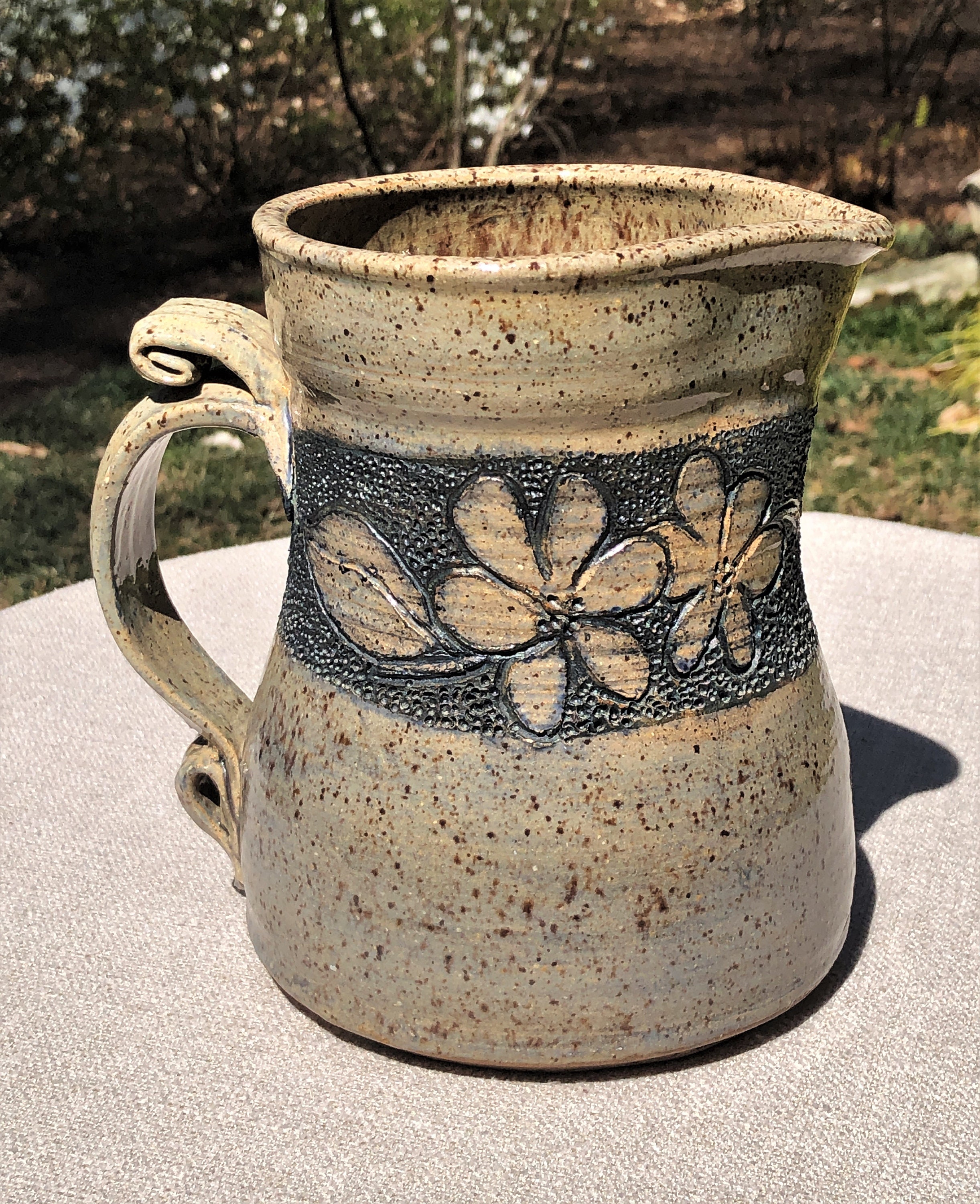 Hand Thrown Pitcher With Dark Gray Speckled Glaze and Applied - Etsy