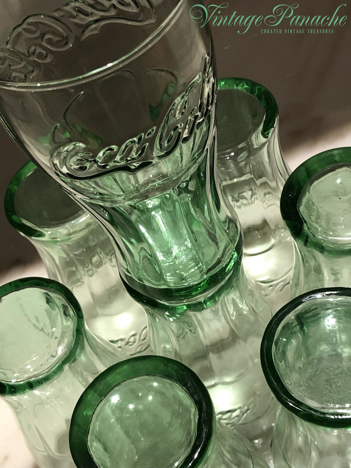 TWO Large Bottle Green Coca Cola Glasses by Libbey Glass | Etsy