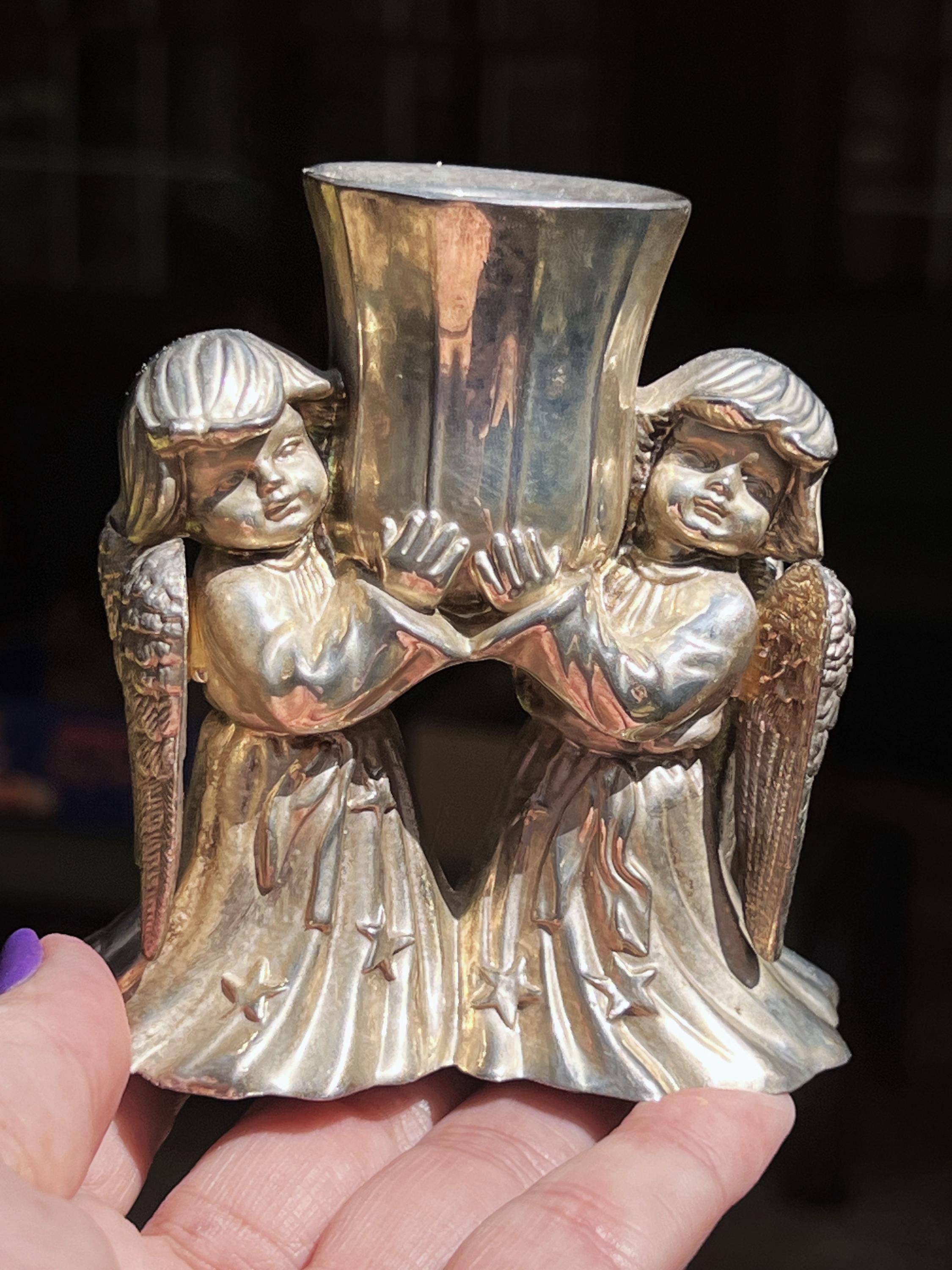 TWO Silver Plated Figural Angel Candlestick Holders - Etsy