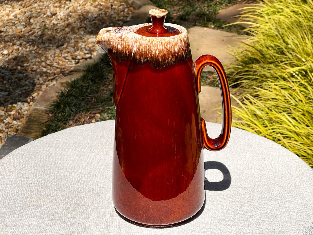 Hull Pottery Brown Drip Coffee Pot W/ Lid, House & Garden, Mirror Brown ...