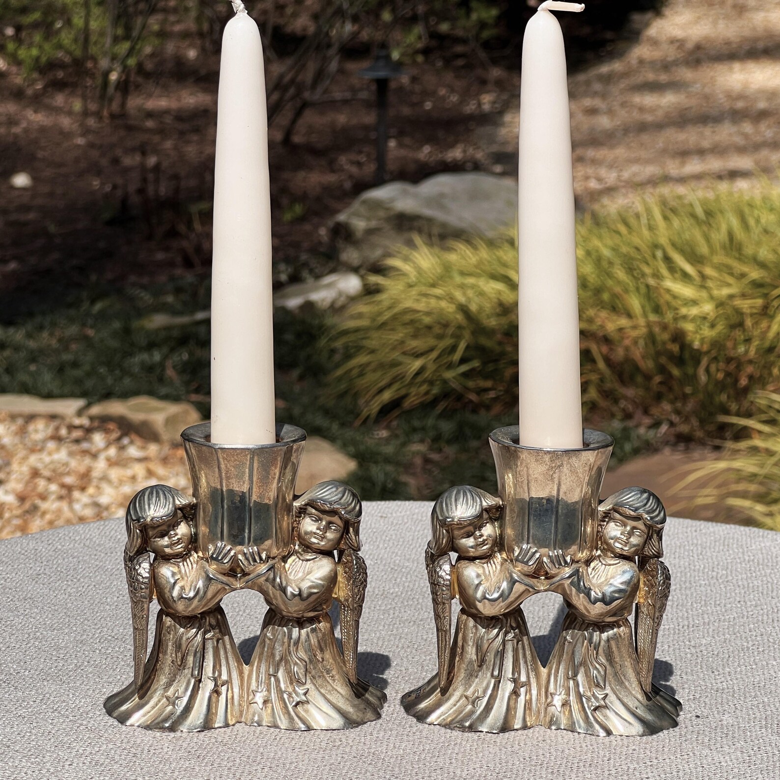TWO Silver Plated Figural Angel Candlestick Holders - Etsy