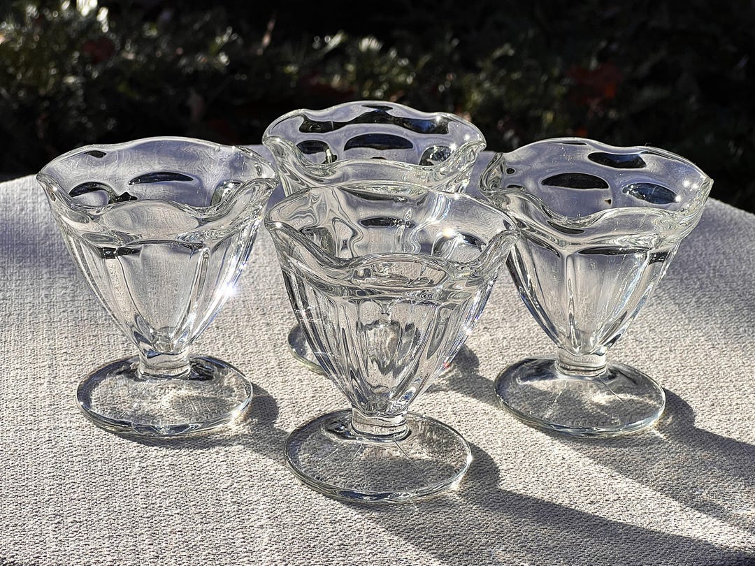 FOUR Clear Footed Parfaits Sundae Cups With Tulip Rim, Fountainware ...
