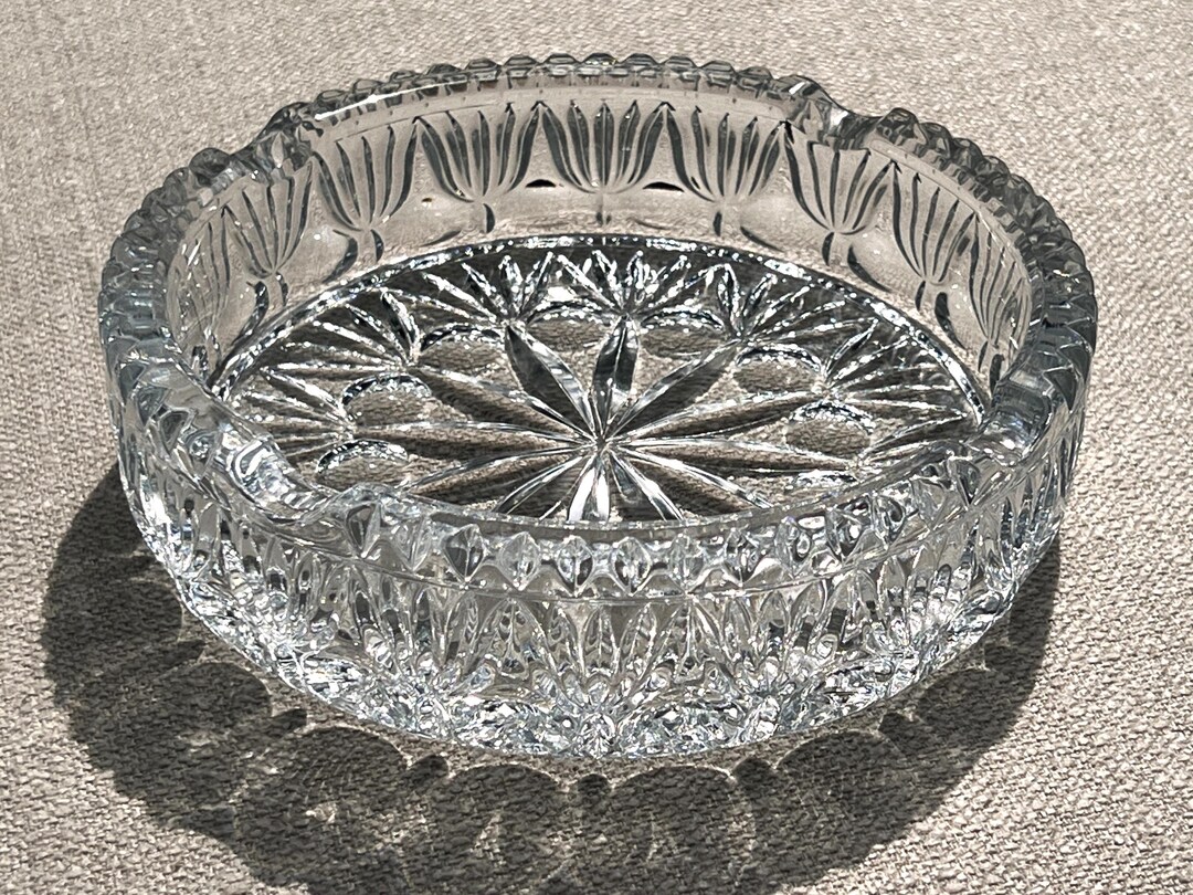 Heavy Blown Crystal Ashtray, Cigar Ashtray, Library Study Decor, Man ...