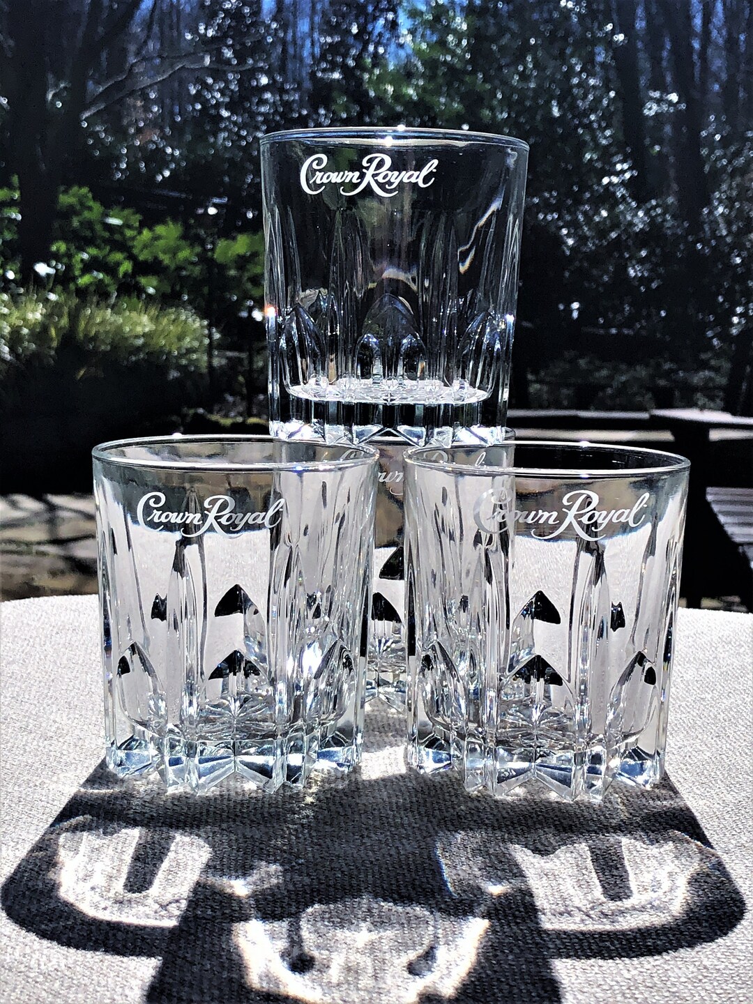 FOUR Etched Crown Royal Whiskey Rocks Glasses Starburst Base - Etsy