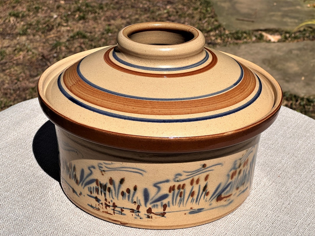 Cedar Swamp Stoneware Shellfish Steamer With Cattails Design, Open ...