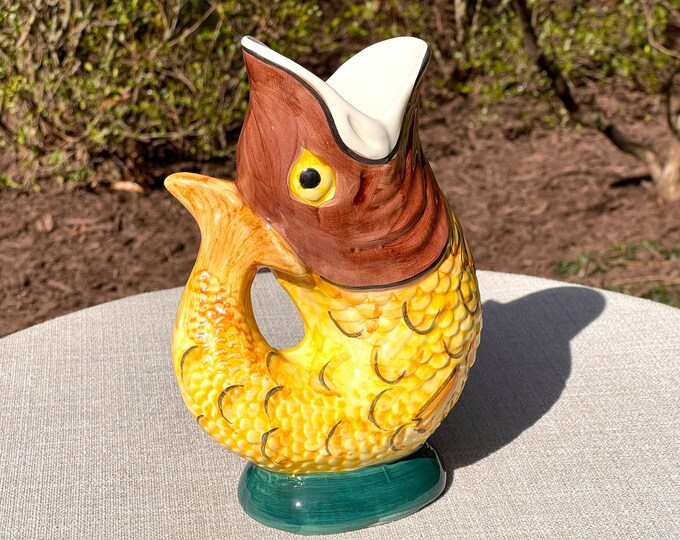 Fish Glug Glug Pitcher, Gluggle Jug Hand Painted in Portugal, Colorful ...