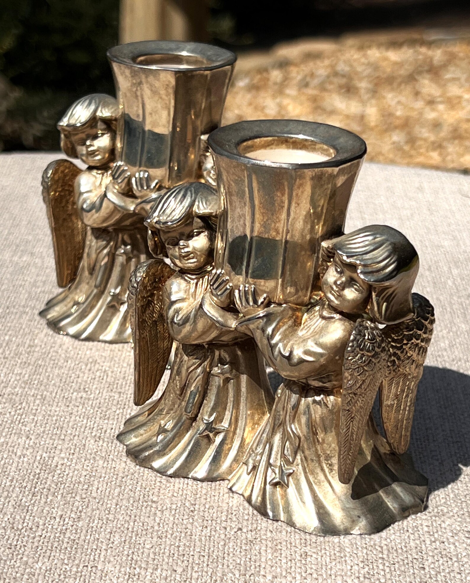 TWO Silver Plated Figural Angel Candlestick Holders - Etsy