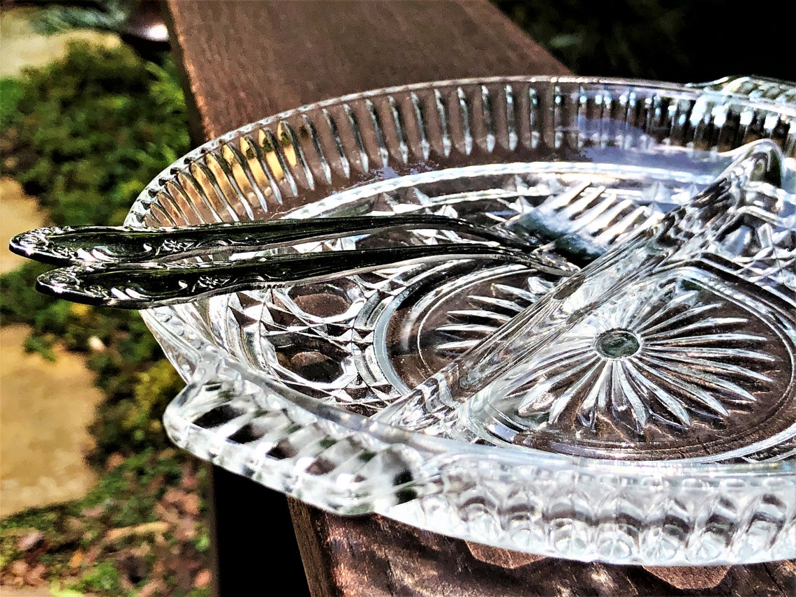 Indiana Glass Royal Brighton Crystal Windsor Divided Relish Plate With ...