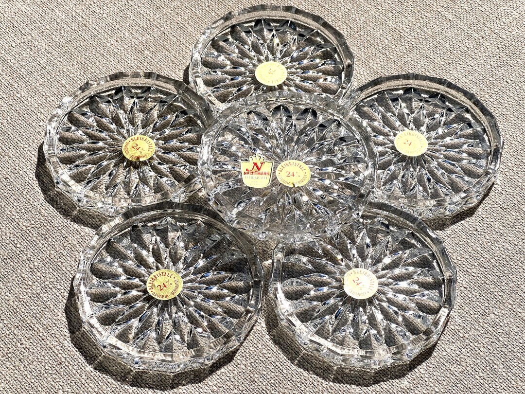 SIX Nachtmann Crystal Coasters, Bleikristall Bavaria Germany, Deep Cut ...