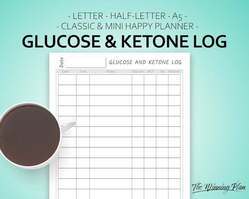 Glucose and Ketone Tracker Planner Printable Insert Keto | Etsy