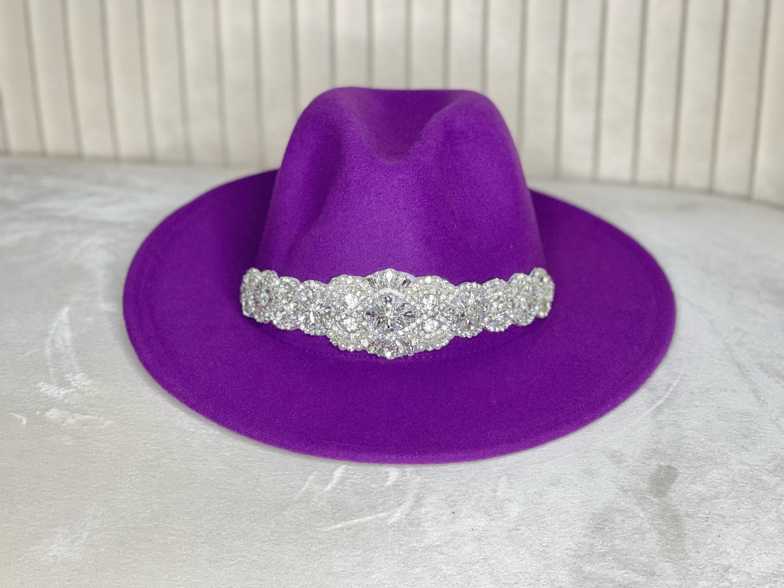 Womens Rhinestone Trim Fedora Hat Womens Rhinestone Winter - Etsy
