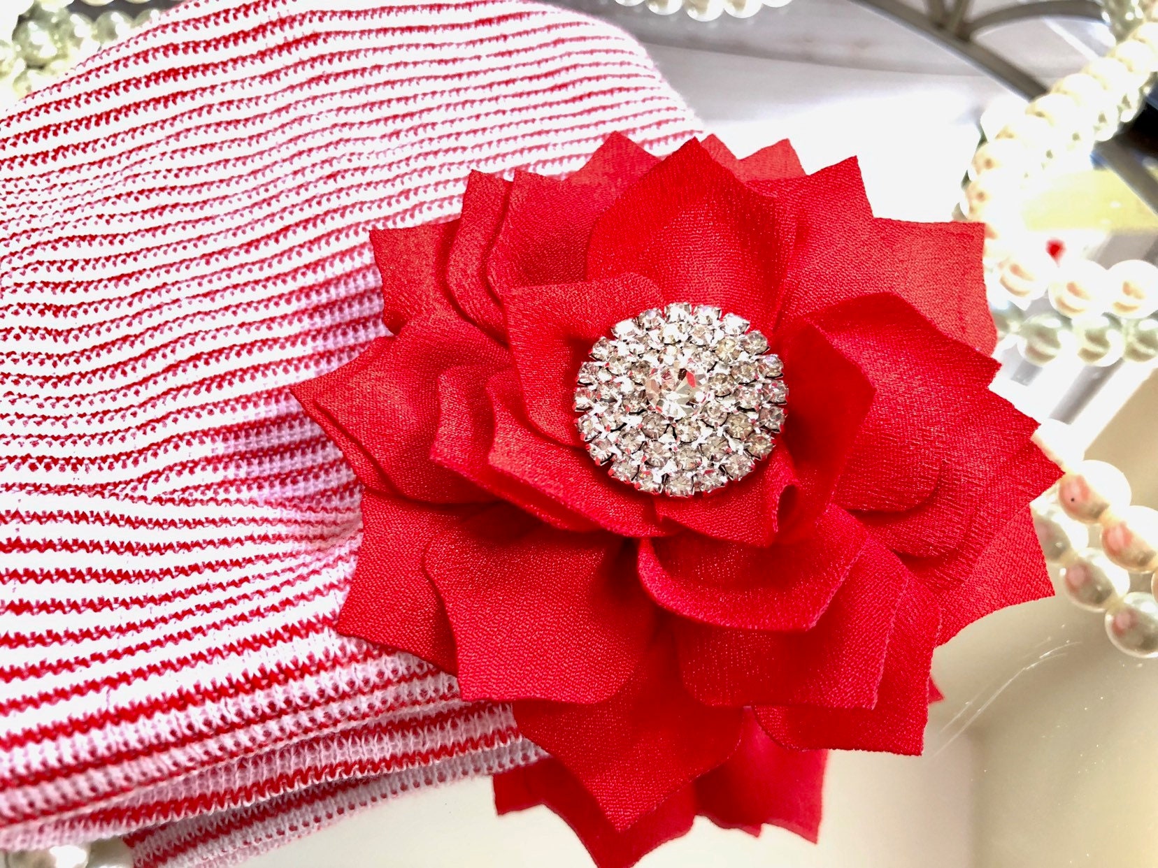 Christmas baby hat Newborn baby girl red hat rhinestone baby | Etsy