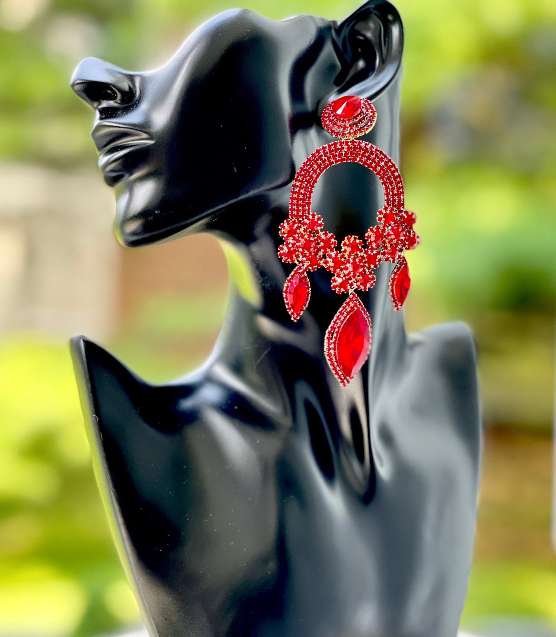 Womens oversized pageant earrings large prom earrings long | Etsy