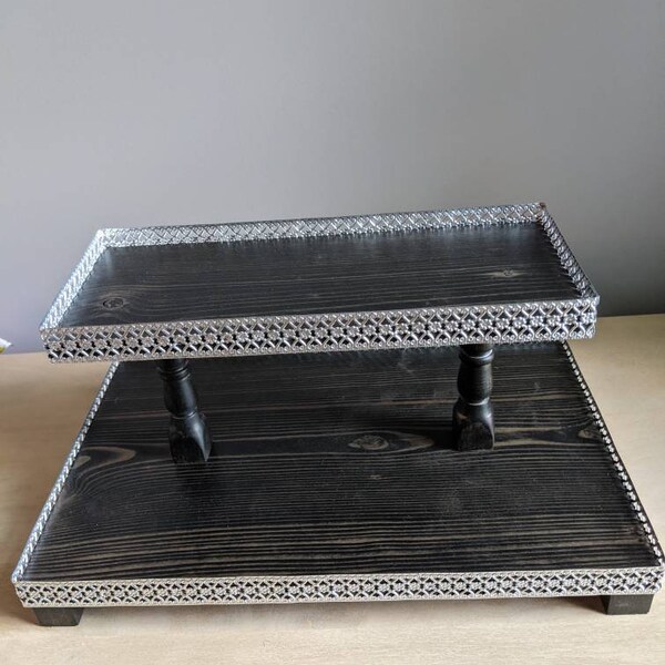 Wooden Rectangle Tiered Tray - Etsy
