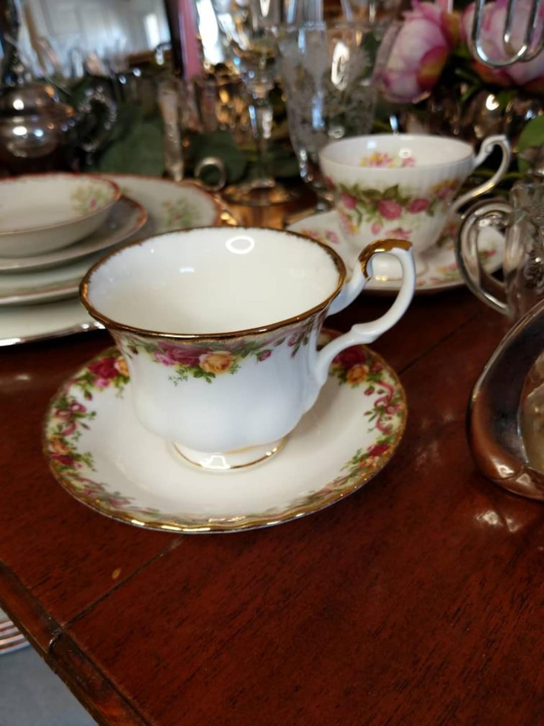 Royal Albert Ruby Celebration Bone China Tea Cup and Saucer - Etsy
