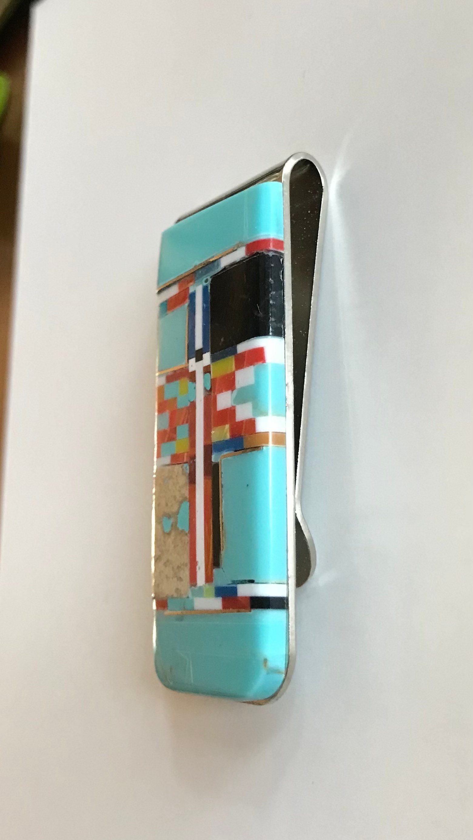 Turquoise Inlay Money Clip Multicolor Inlay Stones - Etsy