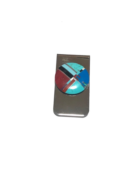 Turquoise Inlay Money Clip Multicolor Inlay Stones | Etsy
