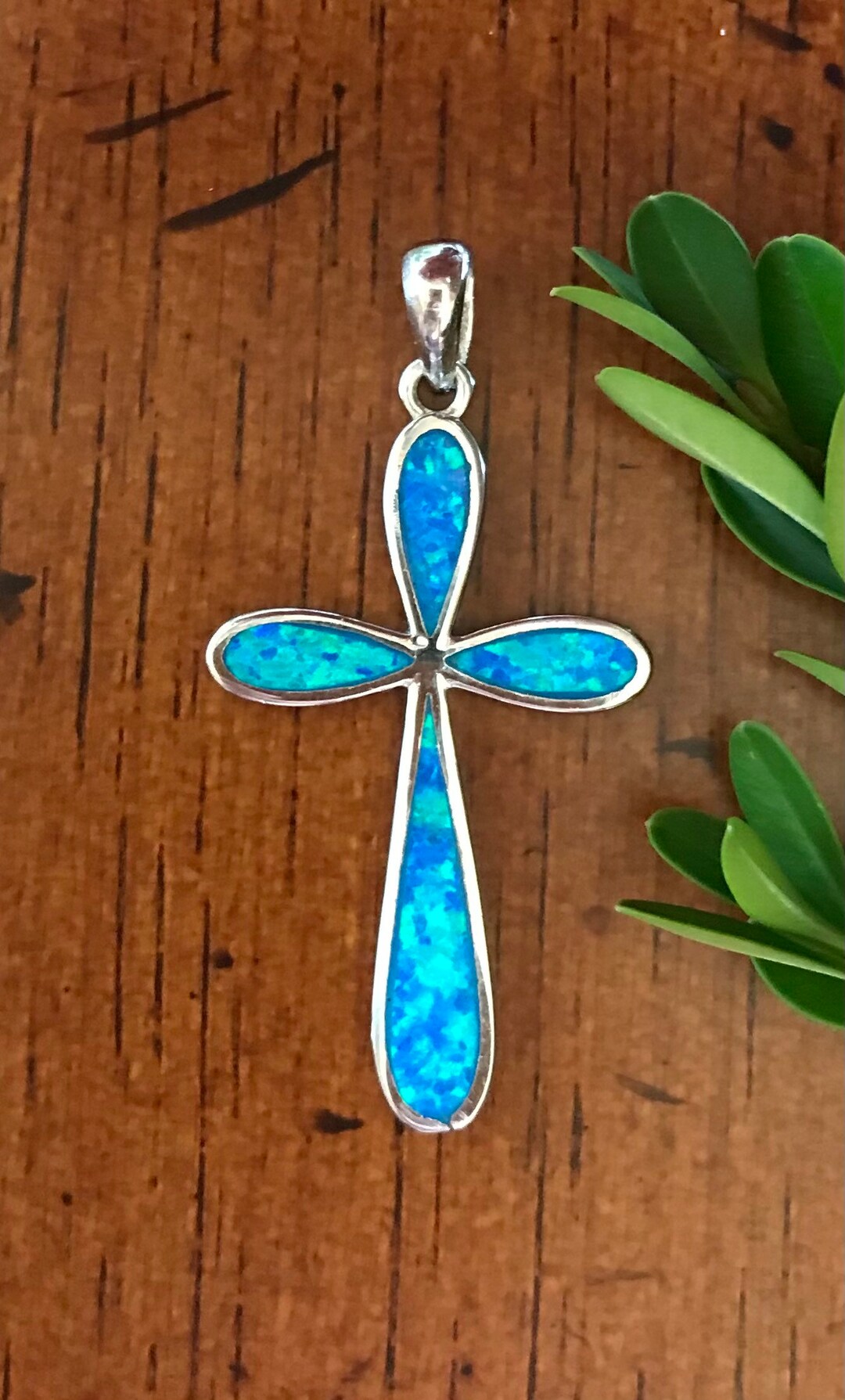 Dark Blue Opal Cross Pendant - Blue Fire Opal Cross Pendant Sterling ...