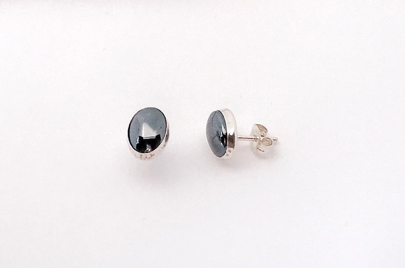 Hematite Stud Sterling Silver Post Earrings 5x7mm, 7x9mm - Etsy