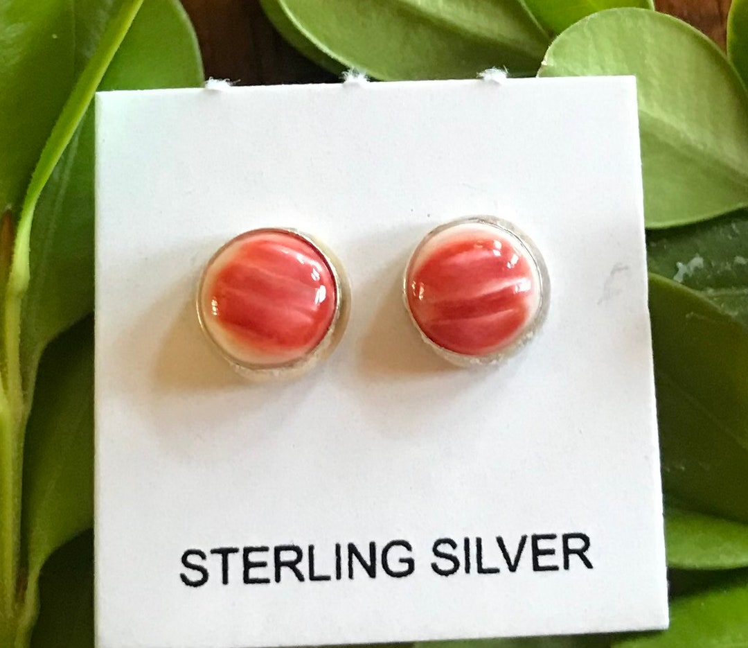 6mm Spiny Oyster Stud Earrings - Spiny Oyster Sterling Silver Post Earrings - Etsy