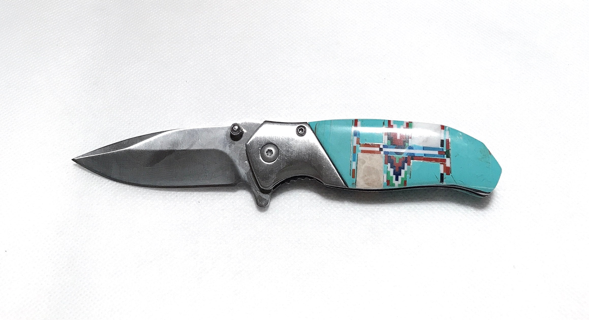 Southwestern Inlay Knife Turquoise Inlay With Multi Stones - Etsy