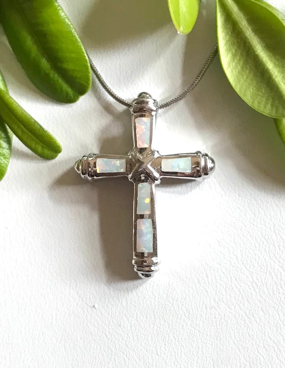 White Opal Cross Pendant - Opal Cross Pendant for Necklace - White Opal ...