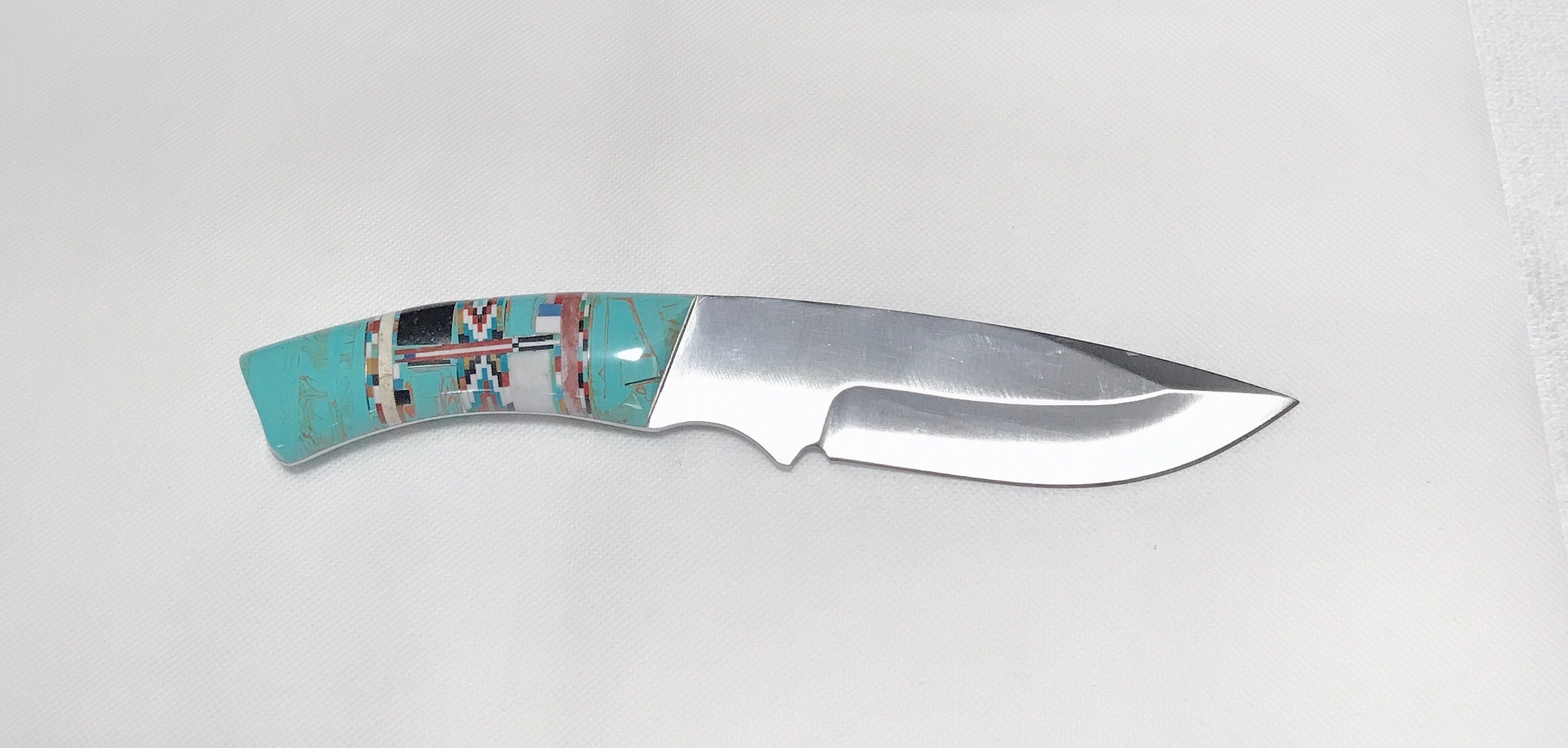 Inlay Turquoise Pocket Knife With Black Sheath - Multicolor Inlay Stone ...