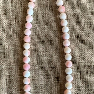 Pink Conch Shell Necklace - Natural Pink Queen Conch Shell Round Ball ...