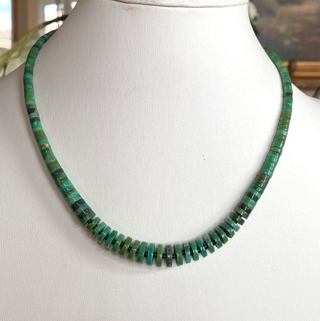 Nevada Green Turquoise and Pin Shell Necklace - Sterling Silver ...